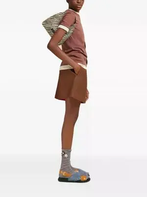 Marni Ribbed Knit T-shirt With Embroidered Logo - Brown