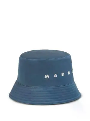 Marni Embroidered Lettering Bucket Hat - Blue