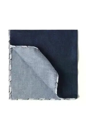 Brunello Cucinelli Striped-border Silk Pocket Square - Blue