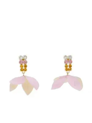 Marni Rhinestone Flower-pendant Earrings - Gold