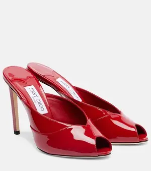 JIMMY CHOO Brigitte 100 Patent Leather Mules