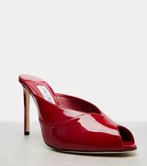 JIMMY CHOO Brigitte 100 Patent Leather Mules