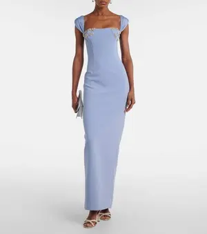 Rachel Gilbert Malia Embellished Crepe Corset Gown