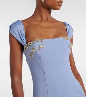 Rachel Gilbert Malia Embellished Crepe Corset Gown