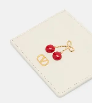 Valentino Garavani Embellished Leather Card Holder - Beige