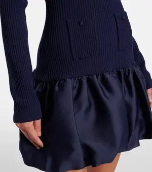 SELF-PORTRAIT Waffle-knit Minidress
