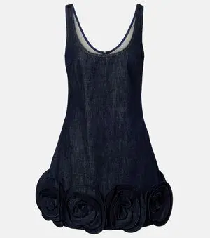 SELF-PORTRAIT Floral-applique Denim Minidress