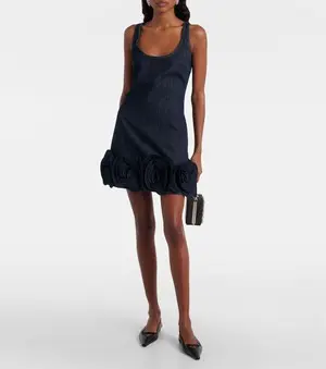 SELF-PORTRAIT Floral-applique Denim Minidress