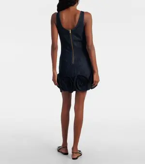 SELF-PORTRAIT Floral-applique Denim Minidress