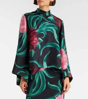 La DoubleJ Floral Silk Twill Top - Multicoloured