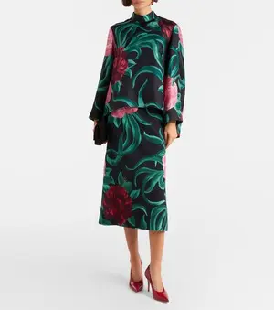 La DoubleJ Peony Floral Print Pencil Skirt