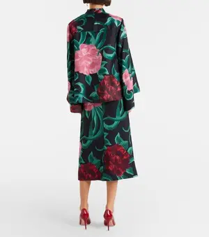 La DoubleJ Peony Floral Print Pencil Skirt