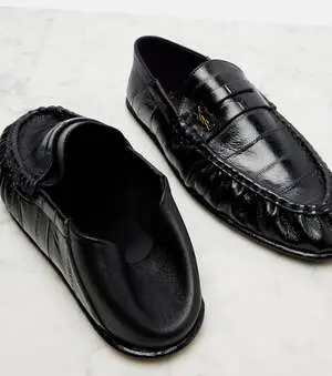 Saint Laurent Eel Leather Penny Loafers - Black