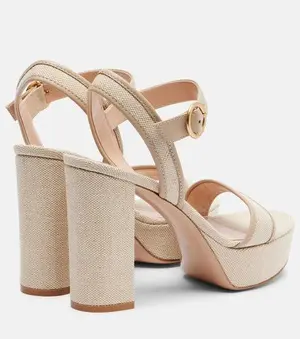GIANVITO ROSSI Leather-trimmed Canvas Platform Sandals