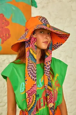 Farm Rio Printed Bucket Hat - Beaded Macaws