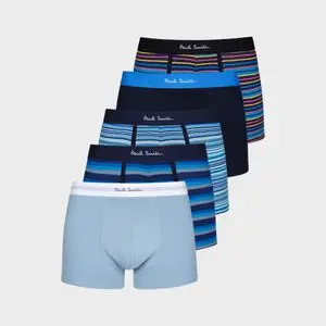 Paul Smith Stripe And Plain Mixed Boxer Briefs Five Pack - Multicolour