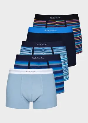 Paul Smith Stripe And Plain Mixed Boxer Briefs Five Pack - Multicolour