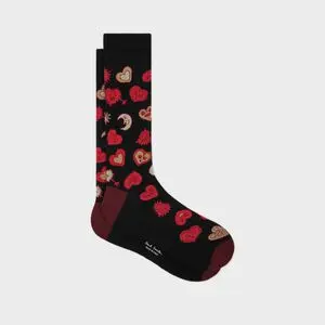 Paul Smith Hearts And Stars Cotton-blend Socks - Black