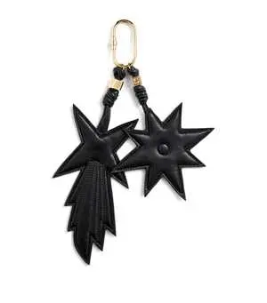 YVES SALOMON Lamb Leather Star Keyring - Black