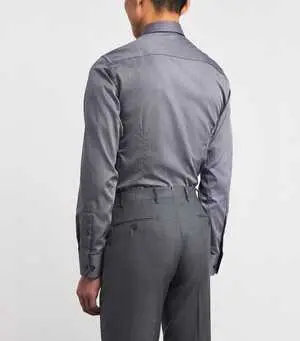 Eton Cotton Twill Puppytooth Slim Shirt - Navy