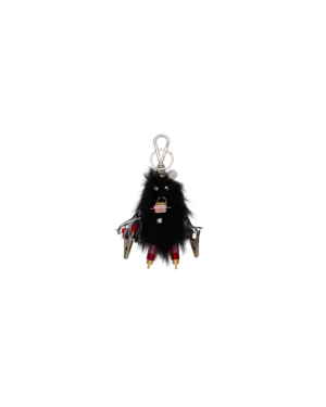 Prada Rufus Fur Keychain Trick - Black