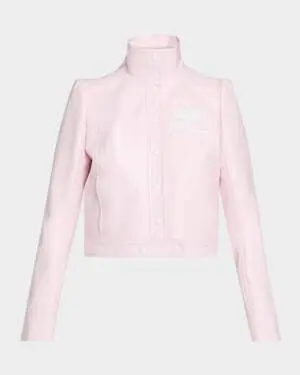 COURREGES Textured Vinyl Cropped Jacket - Pale Pink2
