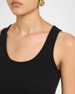 L & APOS;AGENCE Adira Scoop-neck Tank Top - Black