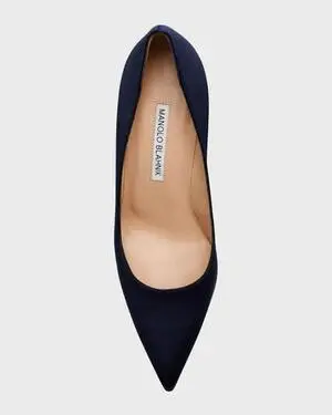 Manolo Blahnik Bb 90mm Satin Pumps - Navy