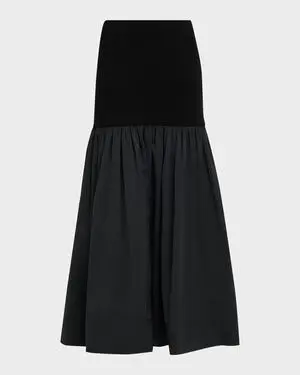 A.L.C. Cami Merino Combo Maxi Skirt - Black/navy