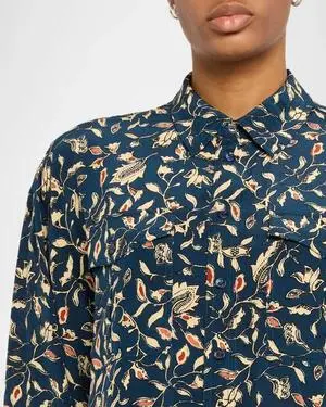 Ulla Johnson Soren Floral Silk Button-front Shirt - Midnight G