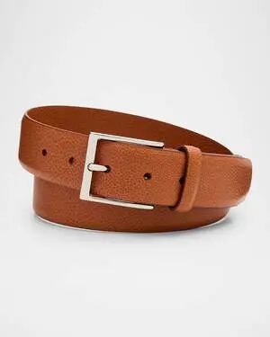 Simonnot Godard Galuchat Grained Leather Belt - Caramel