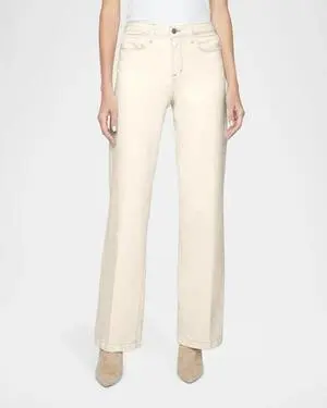 L & APOS;AGENCE Scottie High-rise Wide-leg Jeans - Macadamia