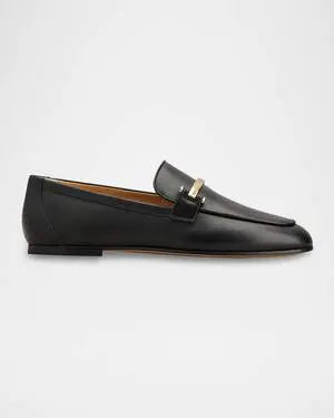 TOD'S Leather Bar Loafers - Black