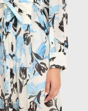 3.1 Phillip Lim Joyful Tulips Long-sleeve Shirt Dress - Ivory Multi