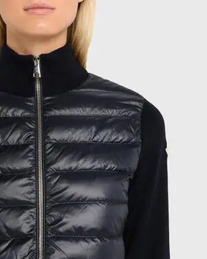 Moncler Quilted Combo Down Short Cardigan - Navy