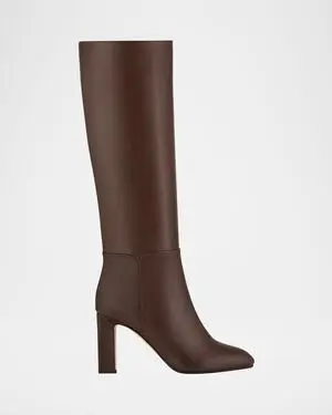 AQUAZZURA 85mm Sellier Block-Heel Knee-High Boots - Espresso
