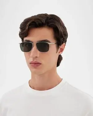 Saint Laurent Sl 796 Vincent Metal Aviator Sunglasses - Shiny Silver