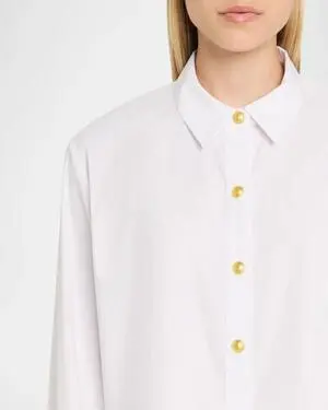 L & APOS;AGENCE L'agence Cosette Cropped Shirt - White/gold