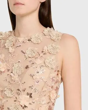 BRONX BANCO Arielle Floral Embroidered Gown - Blush Mult