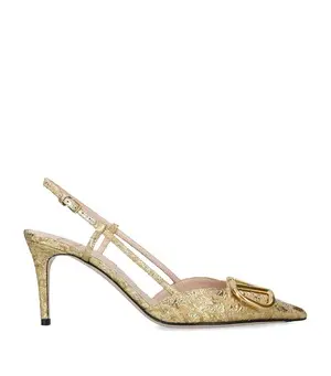 Gold Tone Logo Pumps