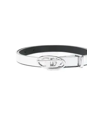 DIESEL® Oval D Logo Buckle Belt - Silver
