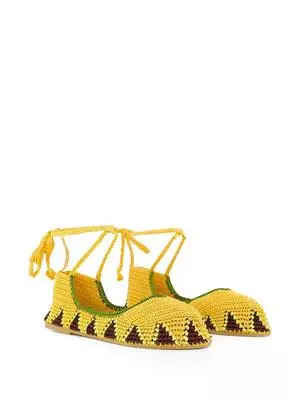 KASHURA Sunflower Crochet Ballet Flats