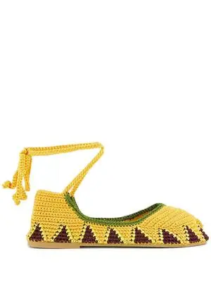 KASHURA Sunflower Crochet Ballet Flats
