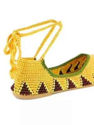 KASHURA Sunflower Crochet Ballet Flats