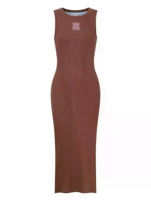 Marni Ribbed Logo-patch Midi Dress