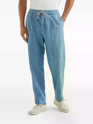 Brunello Cucinelli Drawstring-waist Pleated Jeans - Blue