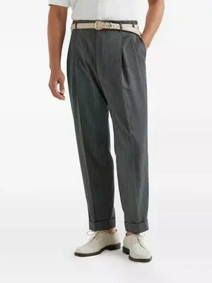 Brunello Cucinelli Striped-pattern Double-pleats Trousers
