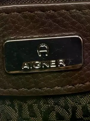 AIGNER Monogram Canvas Shoulder Bag