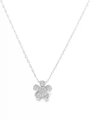 LB EXCLUSIVE Diamond Flower Pendant Necklace - Silver