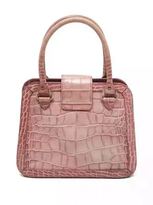 AIGNER Crocodile Embossed Leather Top Handle Bag